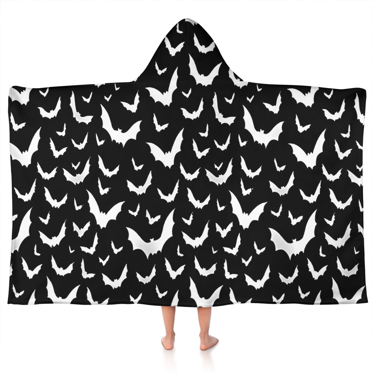 Black Halloween Bat Silhouettes Hooded Bath Towel，50"x30" for Ages 3 To ...