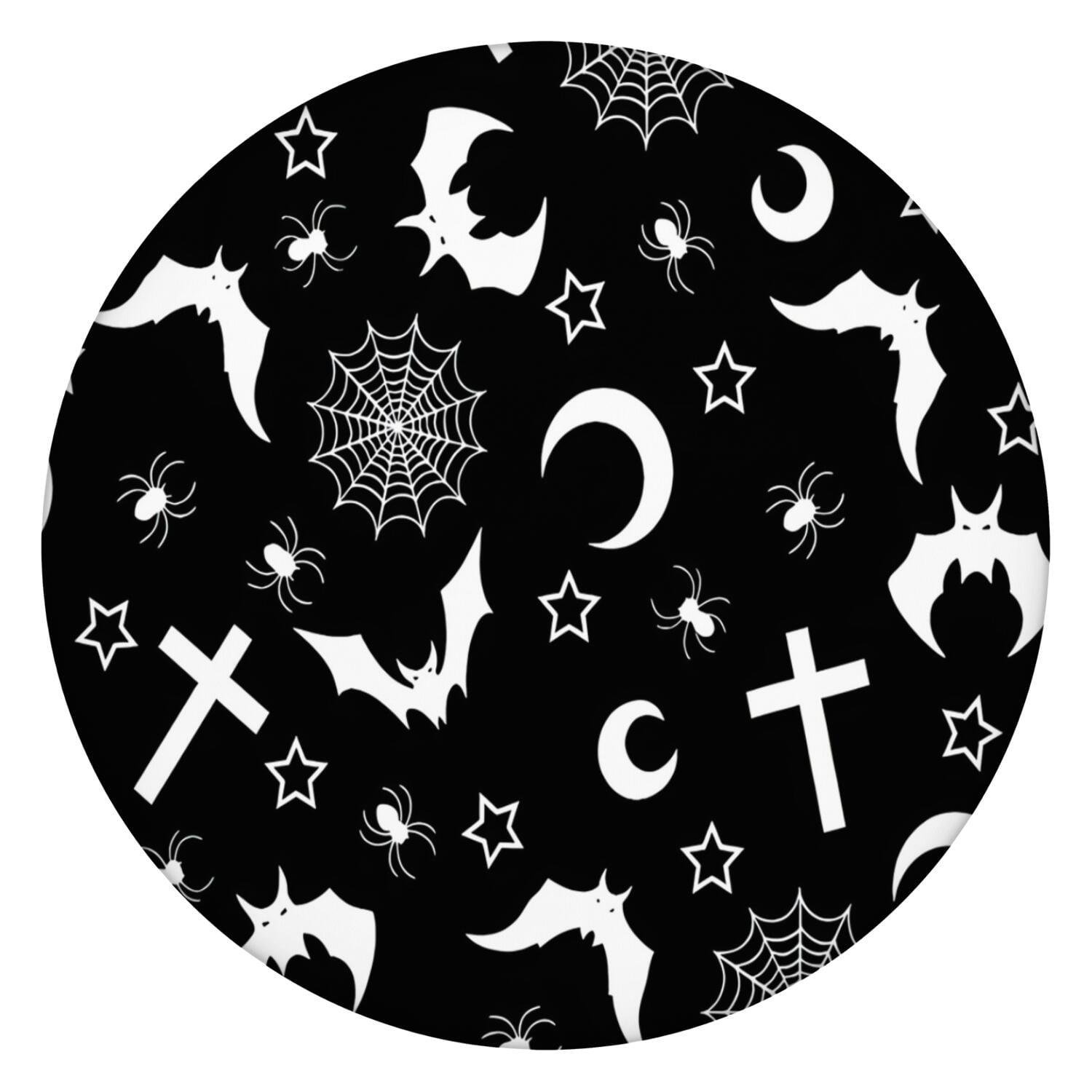 Black Halloween Bat Spider Pattern Round Fitted Tablecloth with Elastic ...