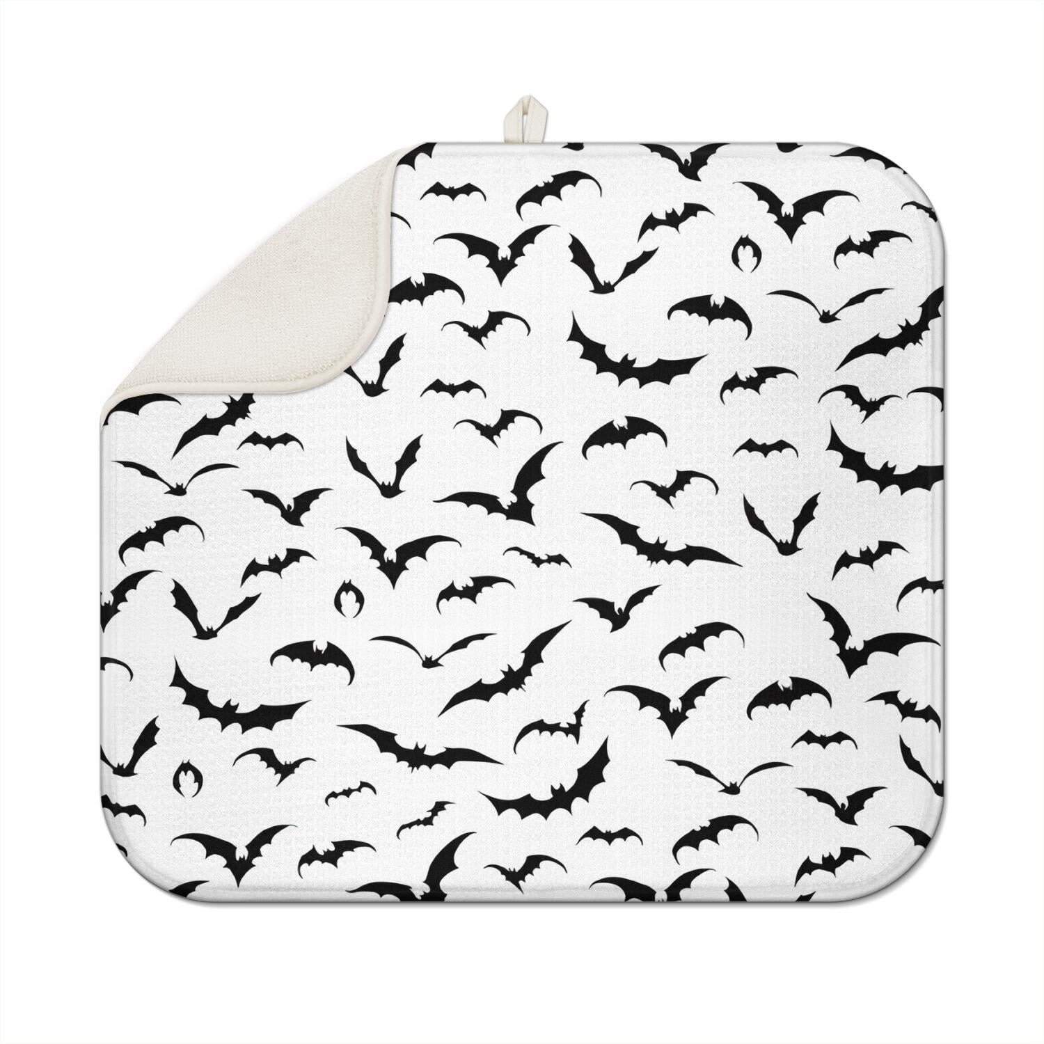 Black Halloween Bats Dish Drying Mat for Kitchen 1 Pack, Ultra ...