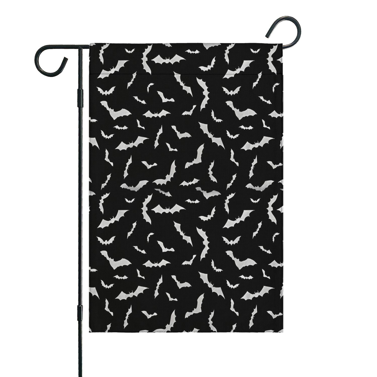 Black Halloween Bats with White Fall Garden Flags 12.5"x18" Double Side ...
