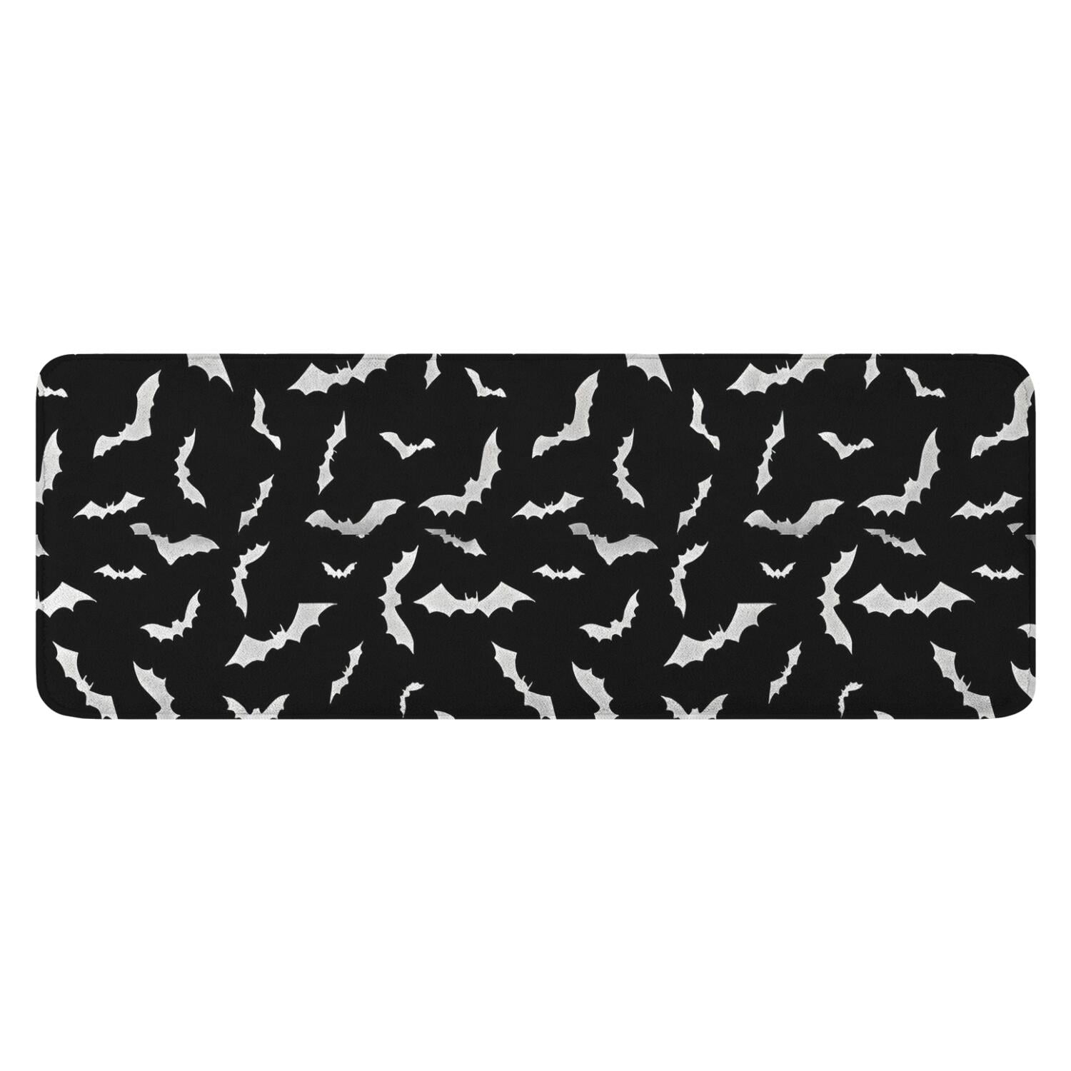 Black Halloween Bats with White Kitchen Rug Mat,Kitchen Runner Rugs Non ...
