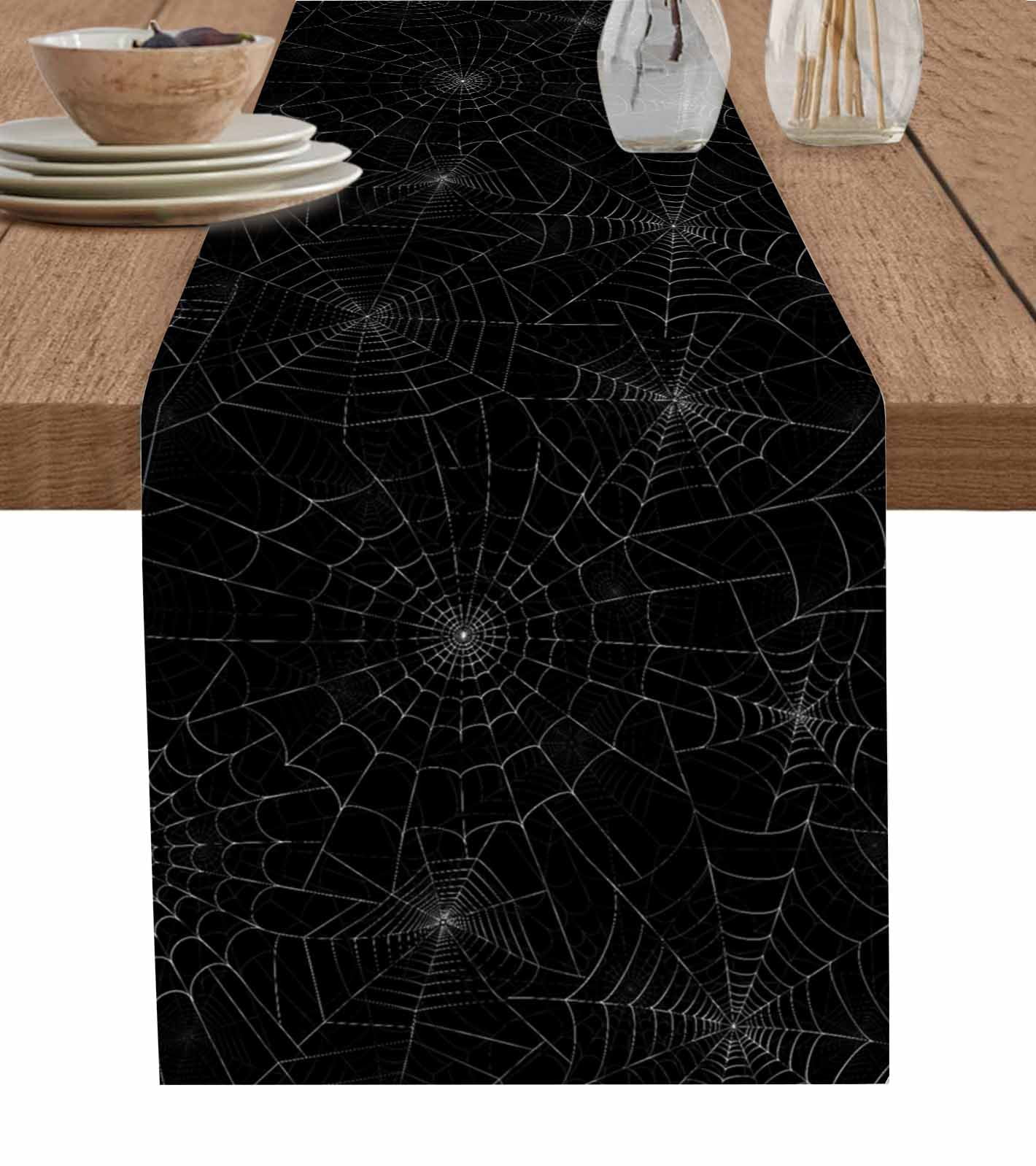 Black Halloween Burlap-Cotton Table Runner 72 Inches Long,Farmhouse ...