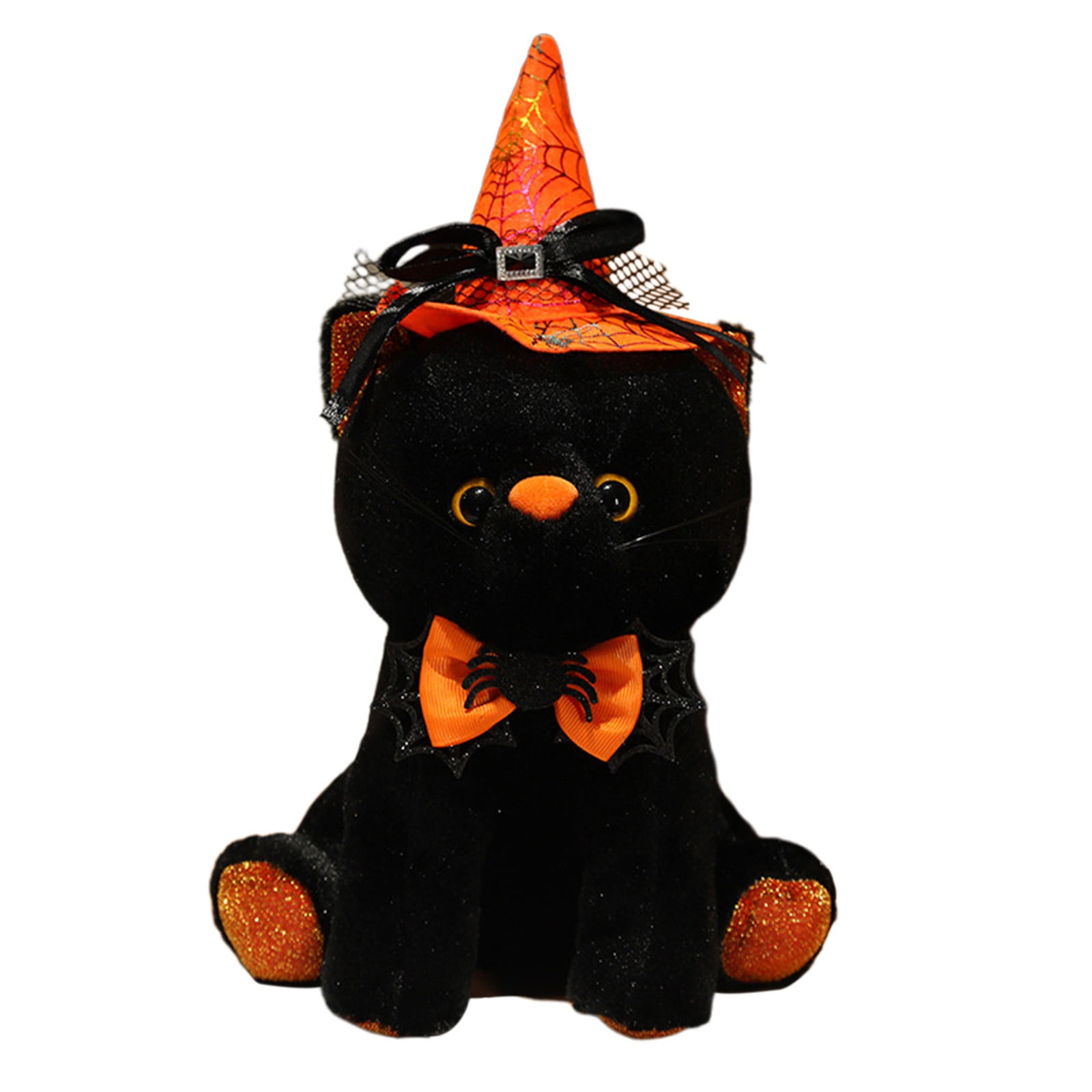 Black Halloween Cat Plush Stuffed Toy Meow Star Doll With Witch Hat For ...