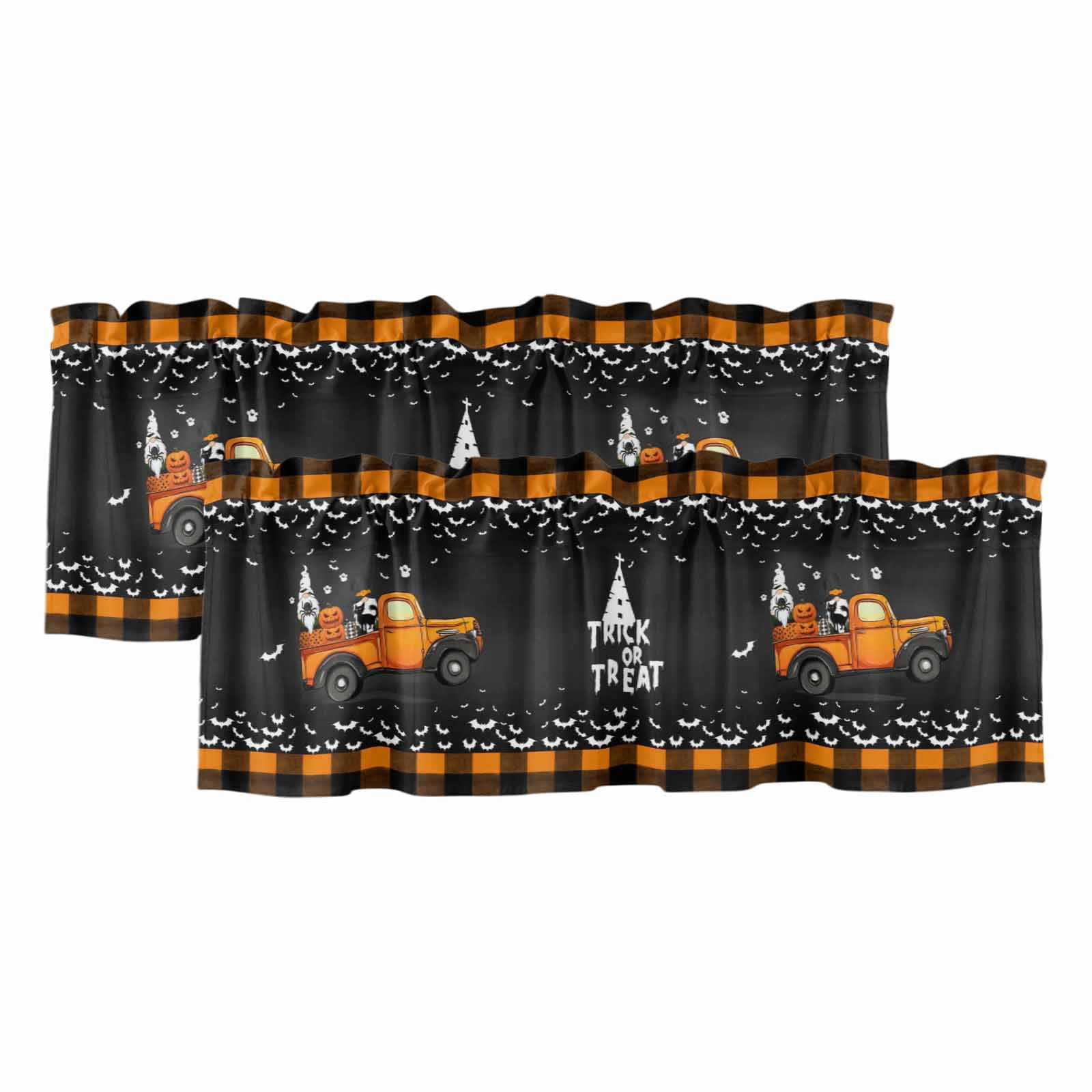 Black Halloween Curtain Valances for Windows, Kitchen Valance Window ...