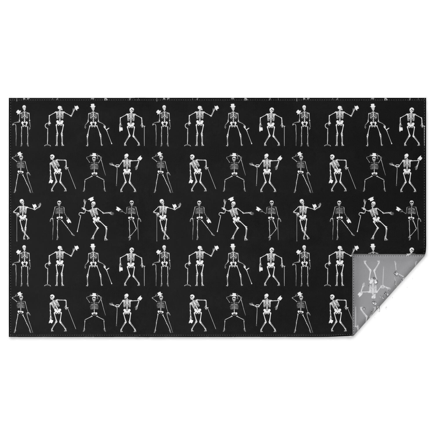 Black Halloween Dancing Skeleton Pattern Rectangle Tablecloth 60"x102 ...