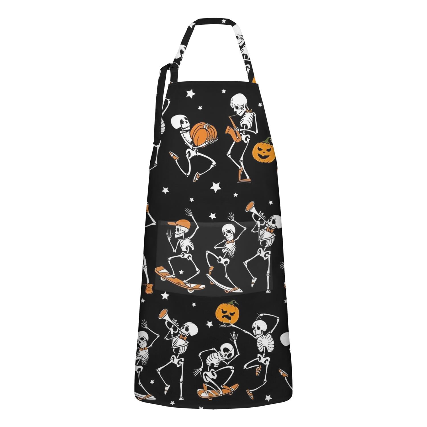 Black Halloween Dancing Skeletons Apron-Garden Aprons for Women with ...