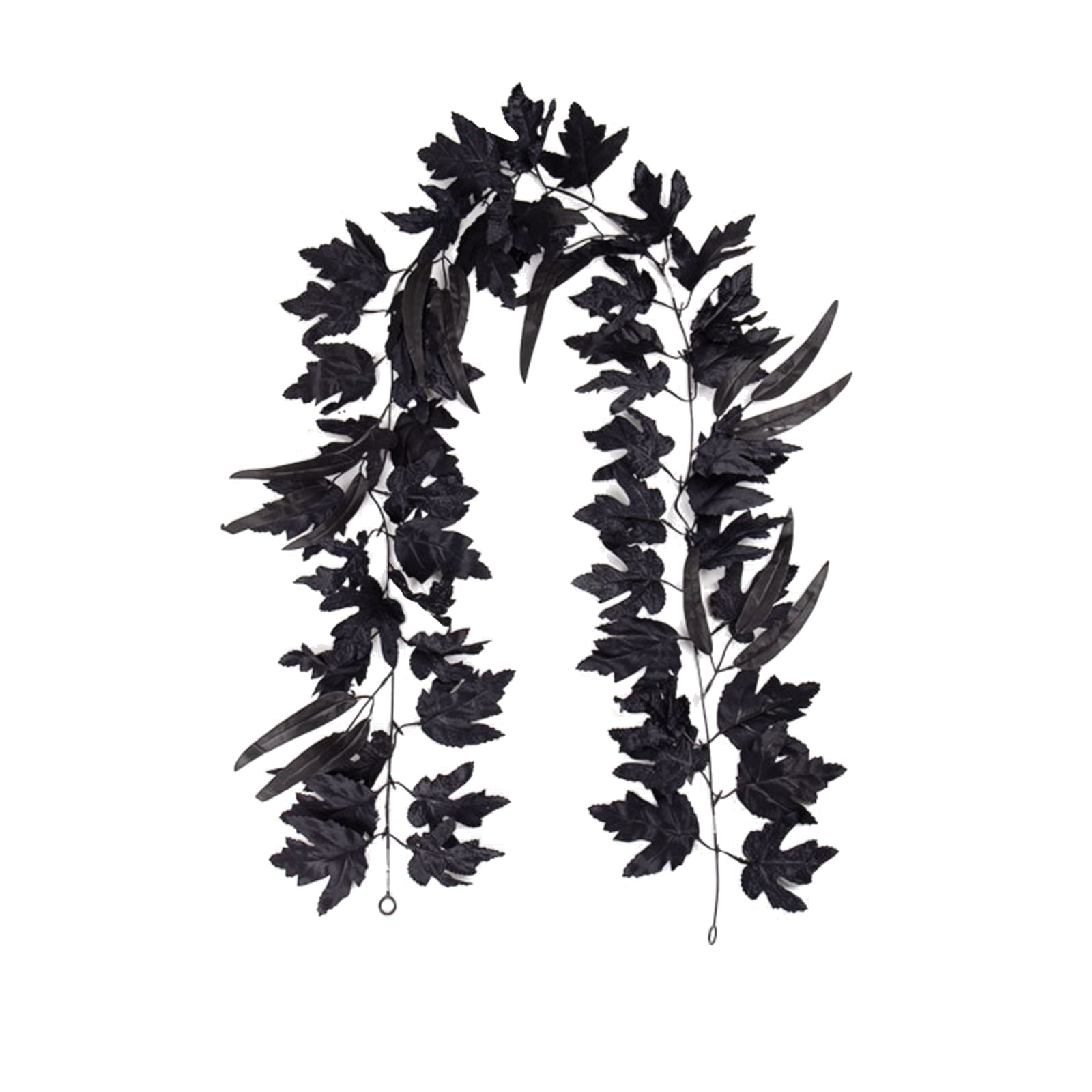 Black Halloween Fall Garland, Artificial Autumn Black Leaves Garlands ...