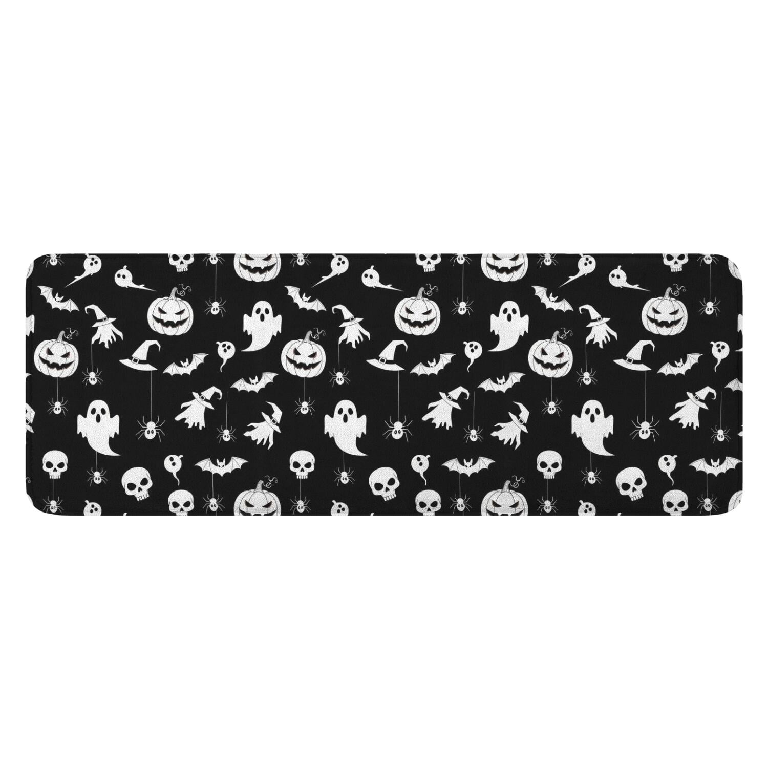 Black Halloween Ghost Pumpkin Pattern Kitchen Rug Mat,Kitchen Runner ...