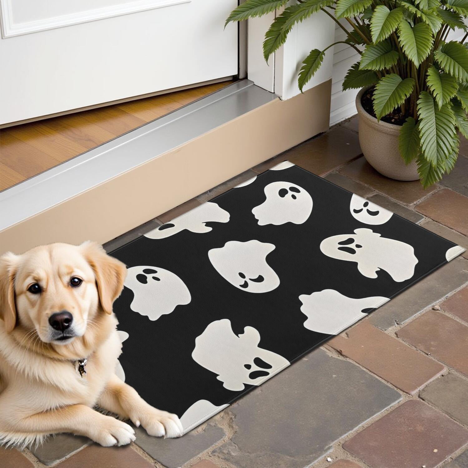 Black Halloween Ghost Silhouettes Door Rugs,Washable Non Slip Door Mats ...