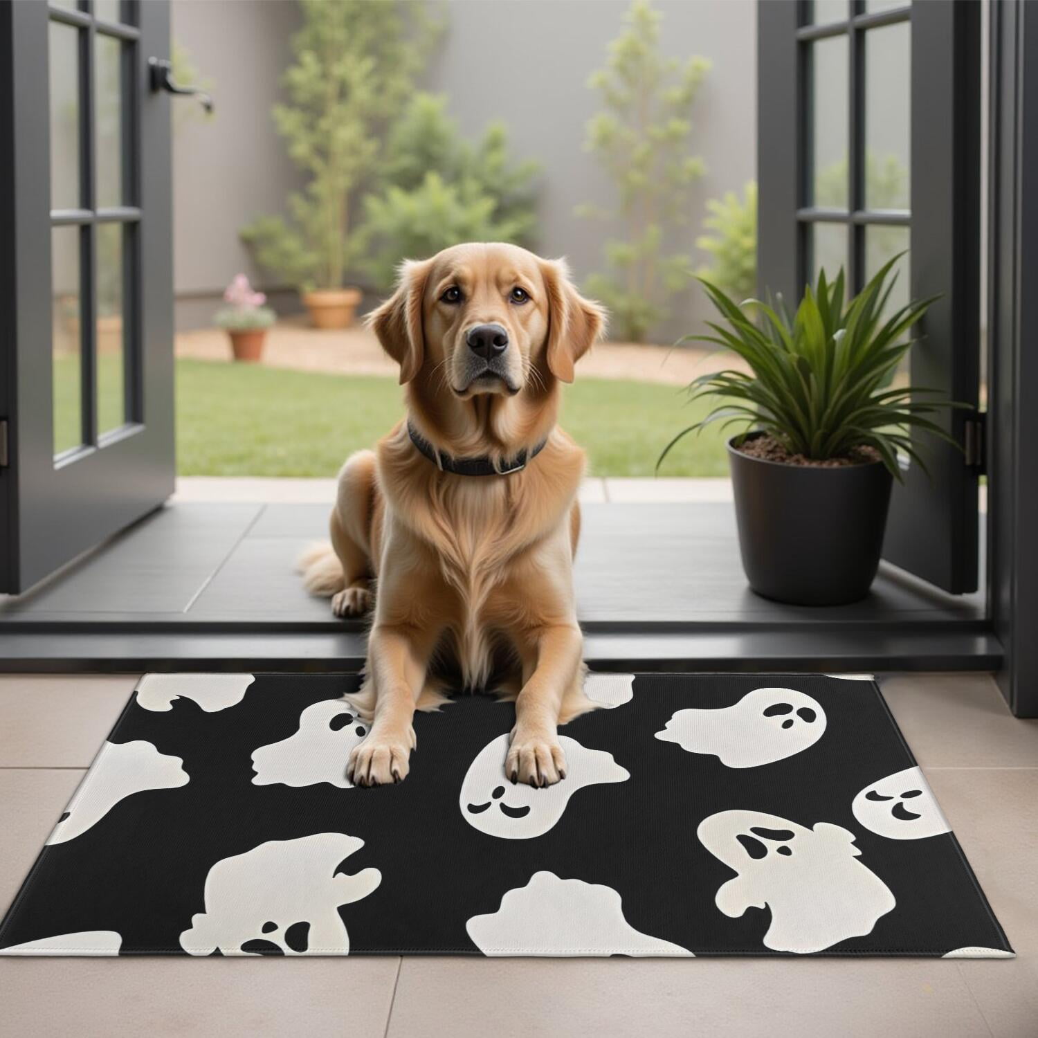 Black Halloween Ghost Silhouettes Door Rugs,Washable Non Slip Door Mats ...