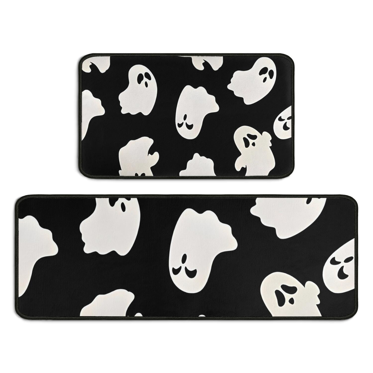 Black Halloween Ghost Silhouettes Kitchen Rugs Sets Of 2,Anti Fatigue ...