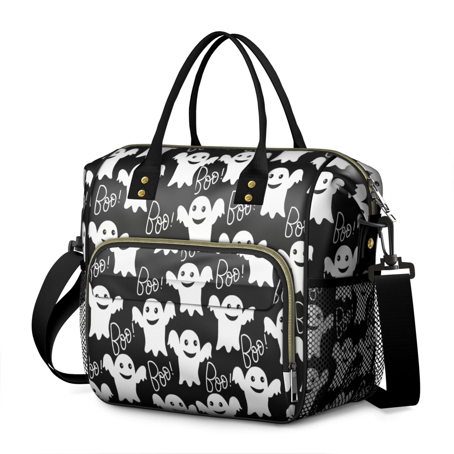 Black Halloween Ghosts with Boo Womens Lunch Box for Work,Insulated ...