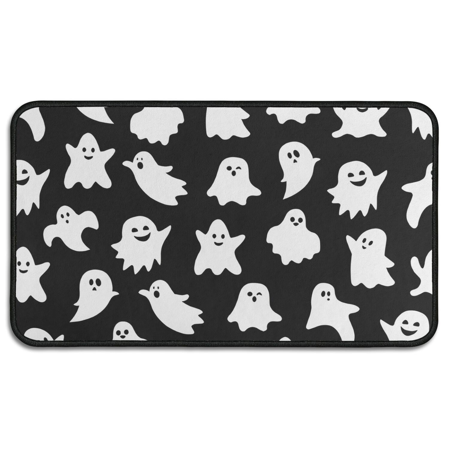Black Halloween Ghosts Door Rugs,Washable Non Slip Door Mats Indoor ...
