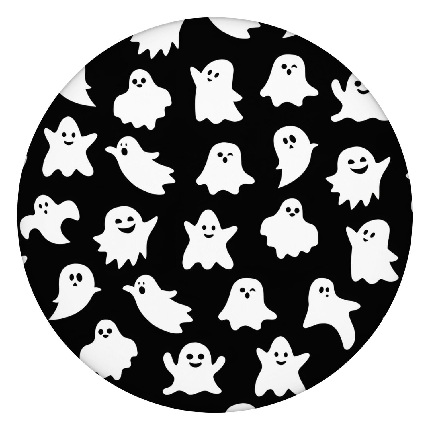 Black Halloween Ghosts Round Fitted Tablecloth with Elastic Edge,Dining ...