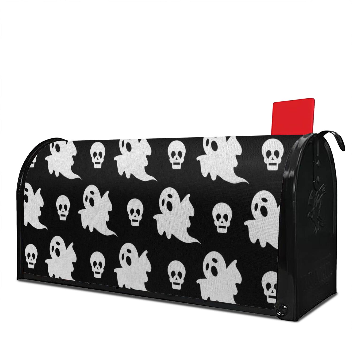 Black Halloween Ghosts and Skulls Magnetic Mailbox Covers,Weatherproof ...