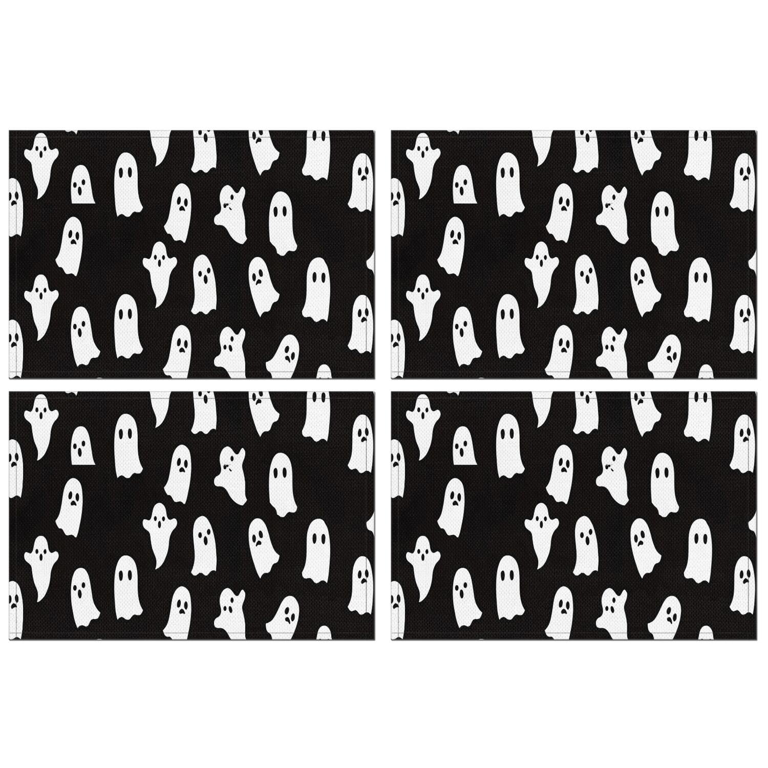 Black Halloween Ghosts Summer Placemats Table Placemats Set Of 4-Linen ...