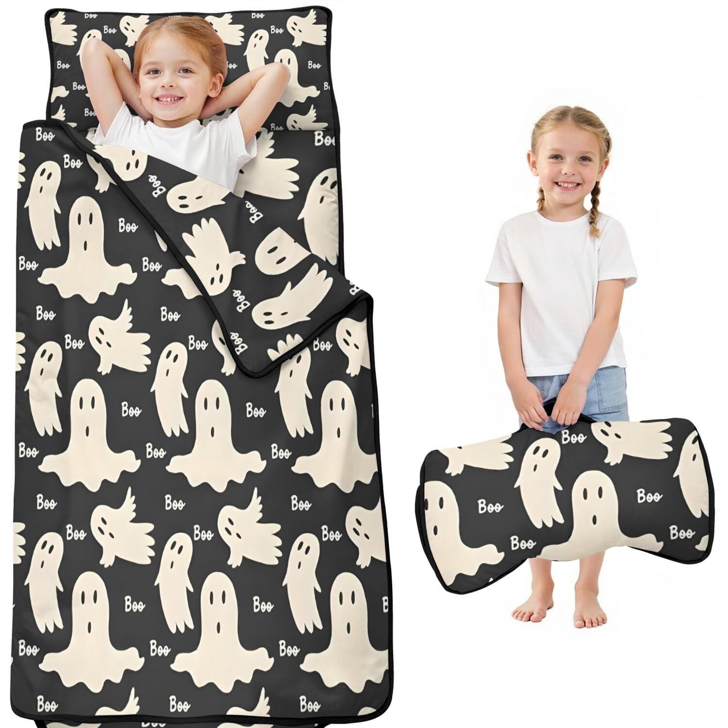 Black Halloween Ghosts with Boo Toddler Nap Mats for Kids Preschool,51 ...