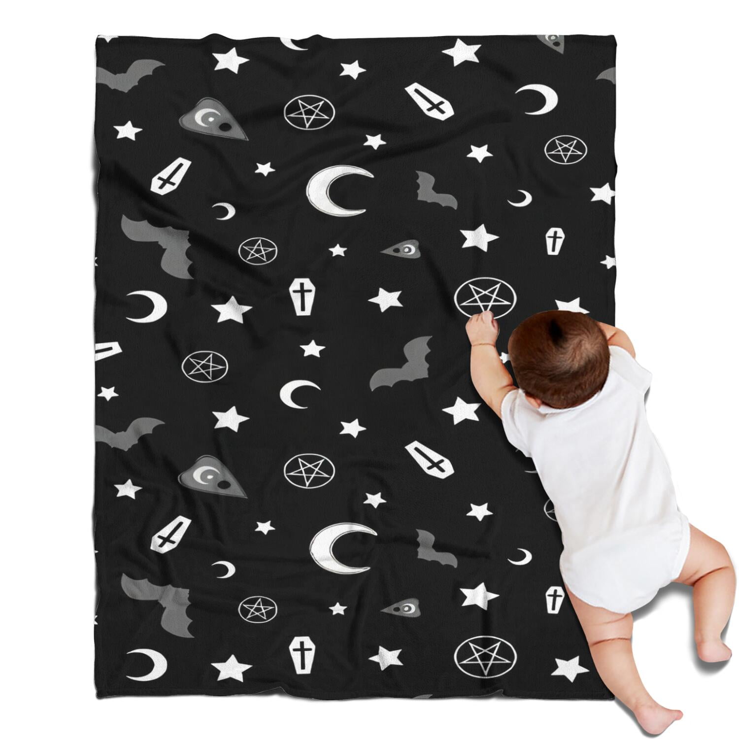 Black Halloween Occult Patterns Blanket,Comfortable Soft Lamb Wool ...
