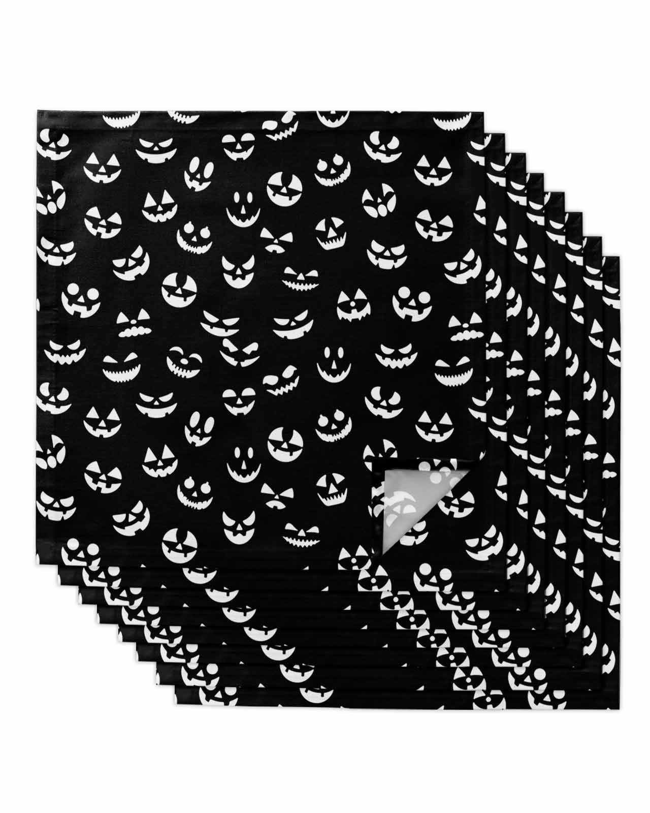 Black Halloween Pumpkin Cloth Napkins Set of 8 Reusable Dinner Napkins ...