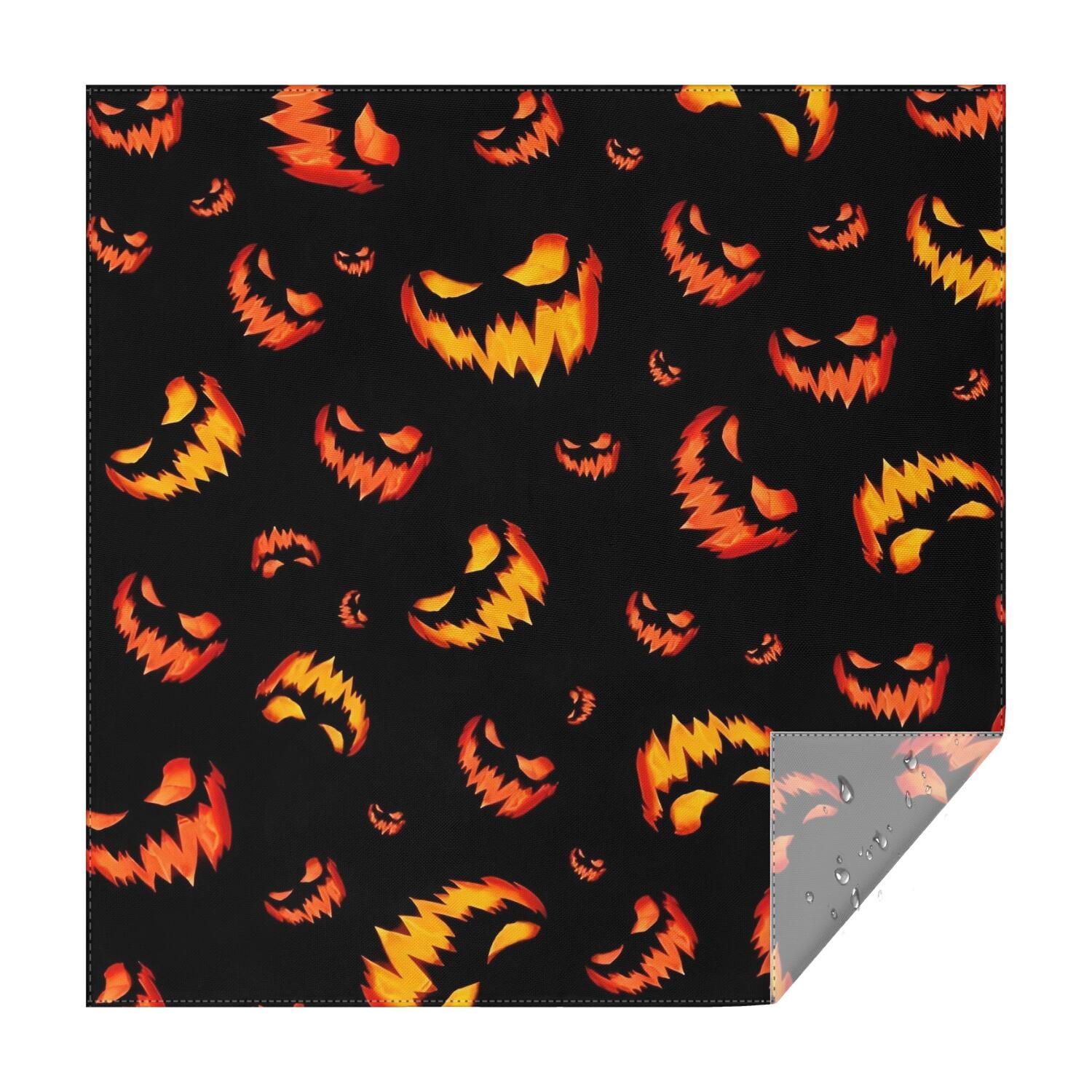 Black Halloween Pumpkin Faces Square Tablecloth,Waterproof Square Table ...