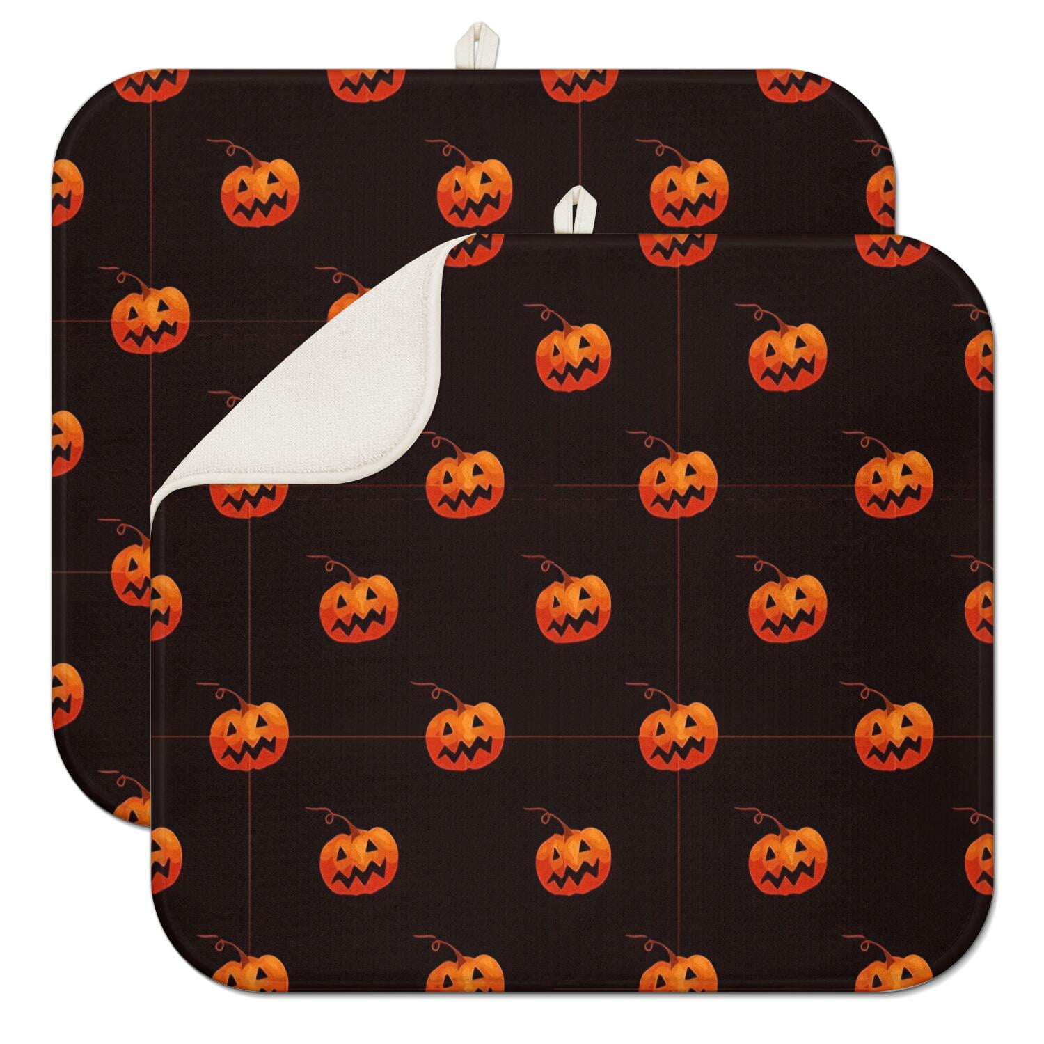 Black Halloween Pumpkins Dish Drying Mat for Kitchen 1 Pack, Ultra ...