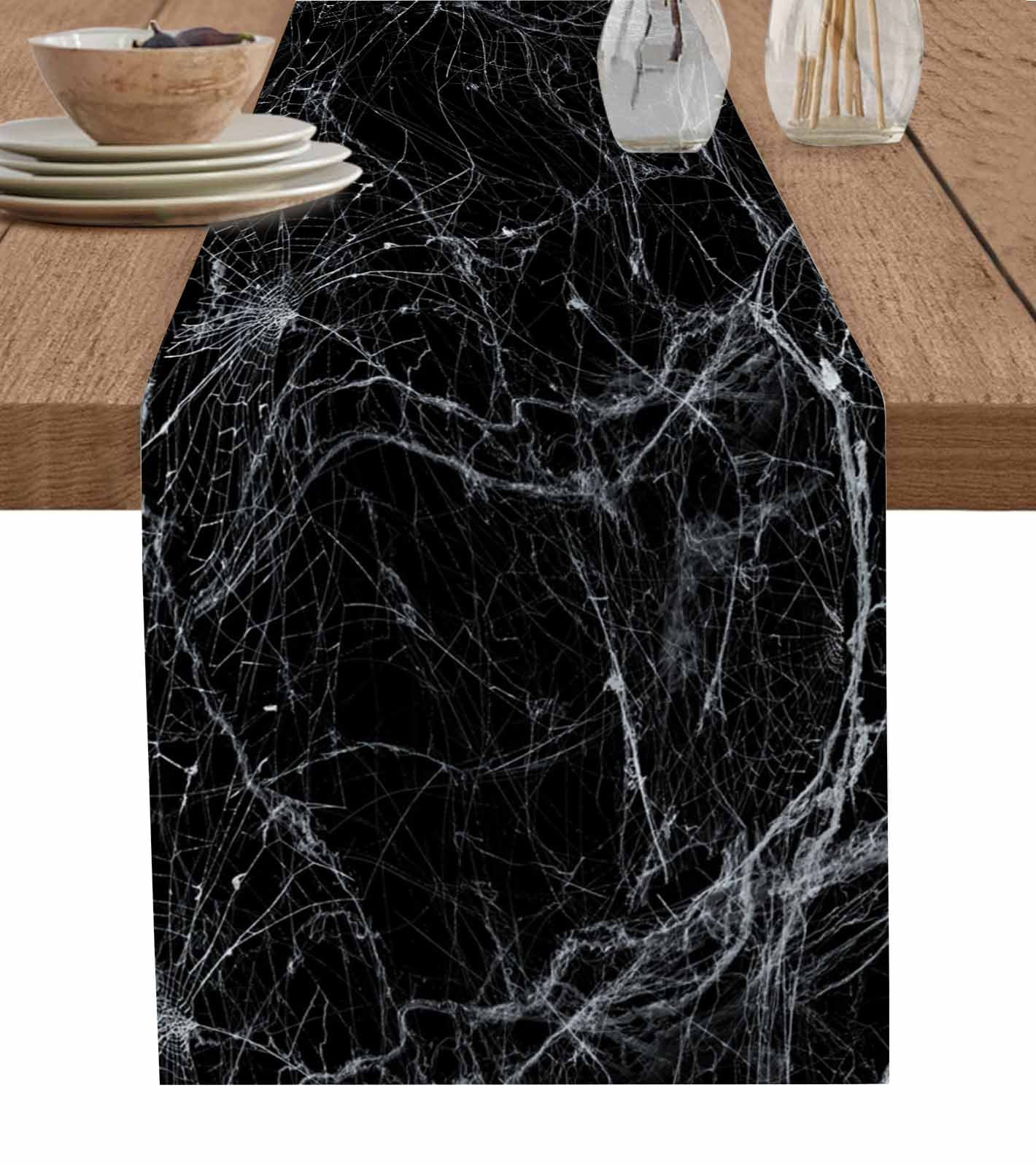 Black Halloween Table Runner 72 Inches, Spooky Horror Spi-der Web ...