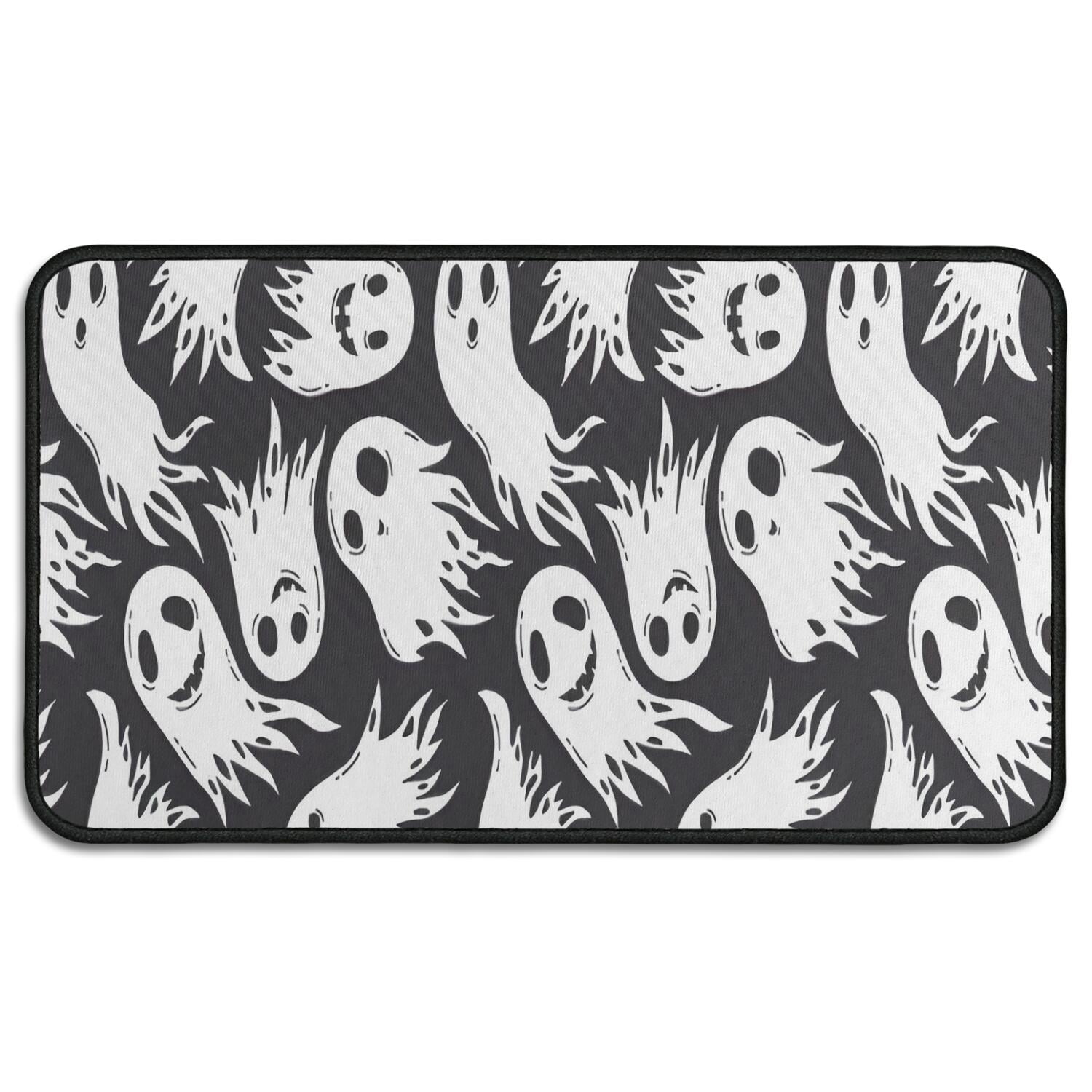 Black Halloween White Ghosts Door Rugs,Washable Non Slip Door Mats ...
