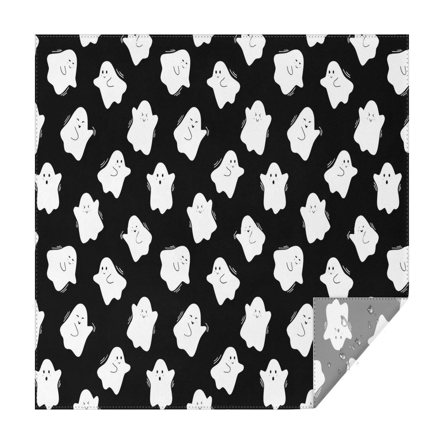 Black Halloween White Ghosts Square Tablecloth,Waterproof Square Table ...