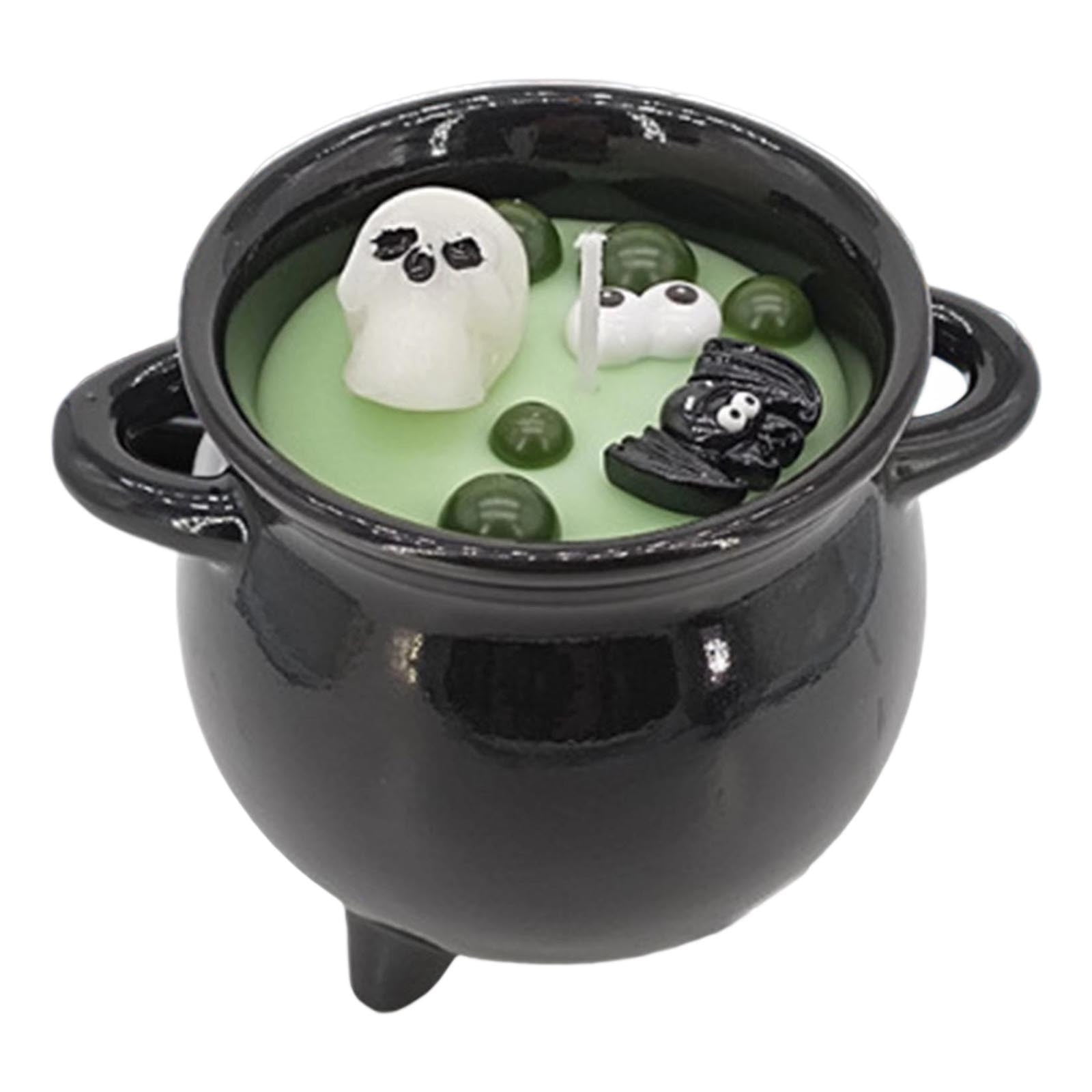 Black Halloween Witchs Cauldron Candle Holder With Skull Spider Design ...