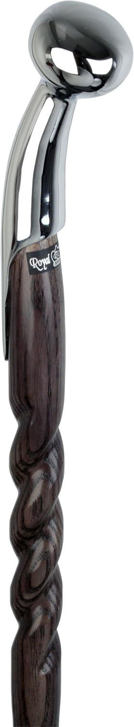 Black Hame Chrome Plated Handle Walking Stick with Twisted Ash Wood ...