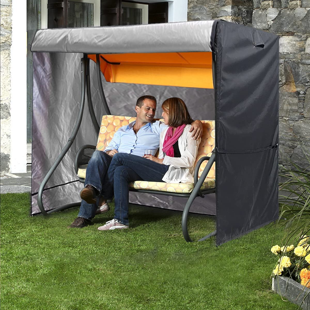 Black Hammock Swing Cover, Triple Seater Garden Swing, Waterproof ...