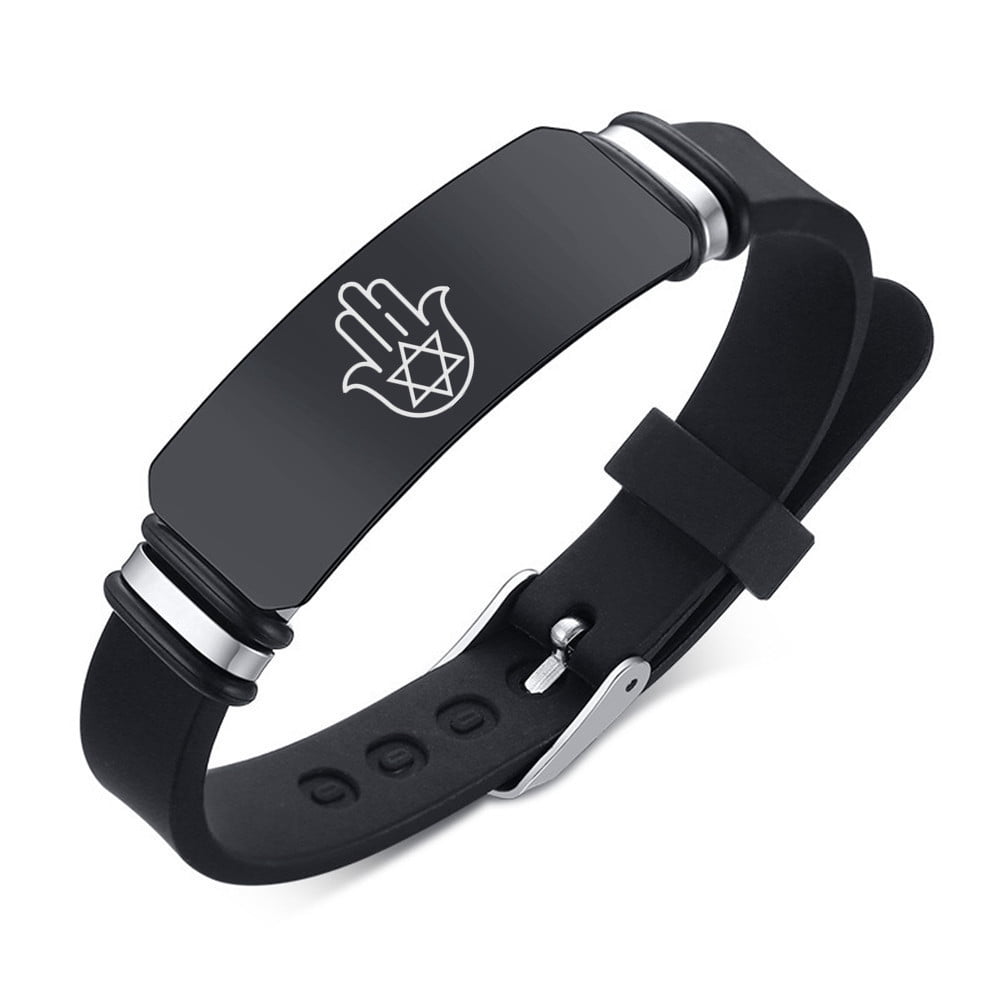 Black Hamsa & Star of David Blessing Bracelet from Israel, Adjustable ...