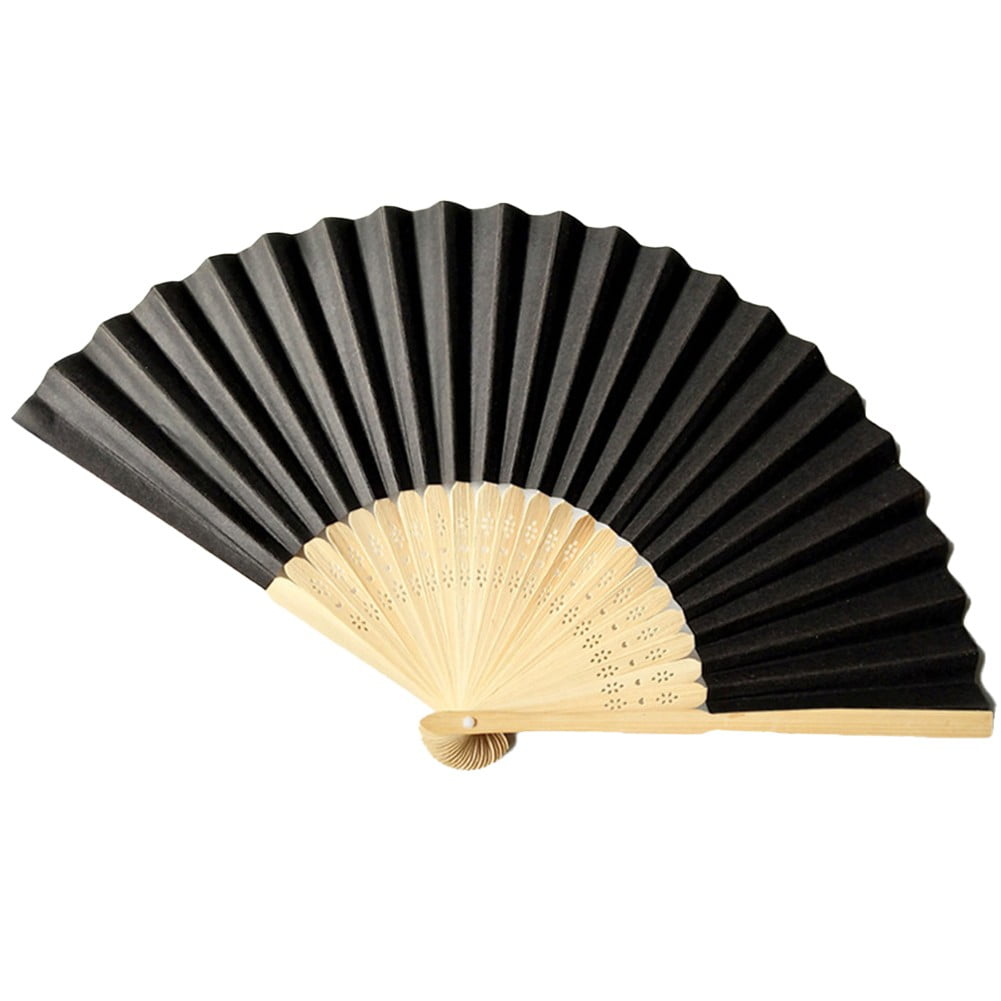 Black Hand Held Fan Chinese Japanese Folding Handheld Menopause ...