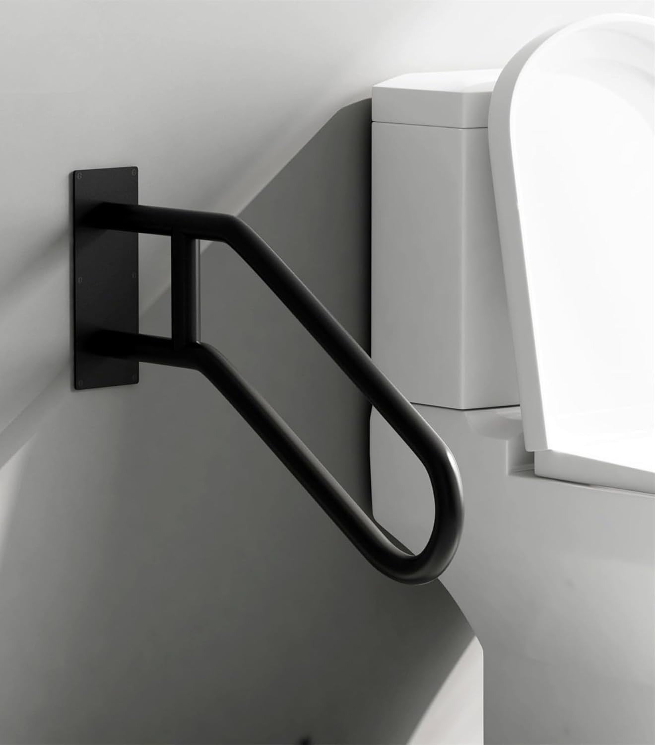 Black Hand Railings for Stairs Outdoor, U-Shaped Stair Railings for ...