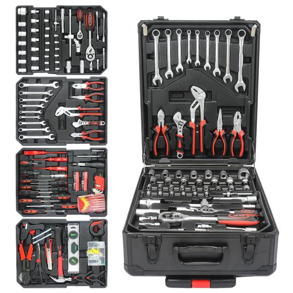Black Hand Tool Box with 4 Layers of Toolset and Wheels - Walmart.com