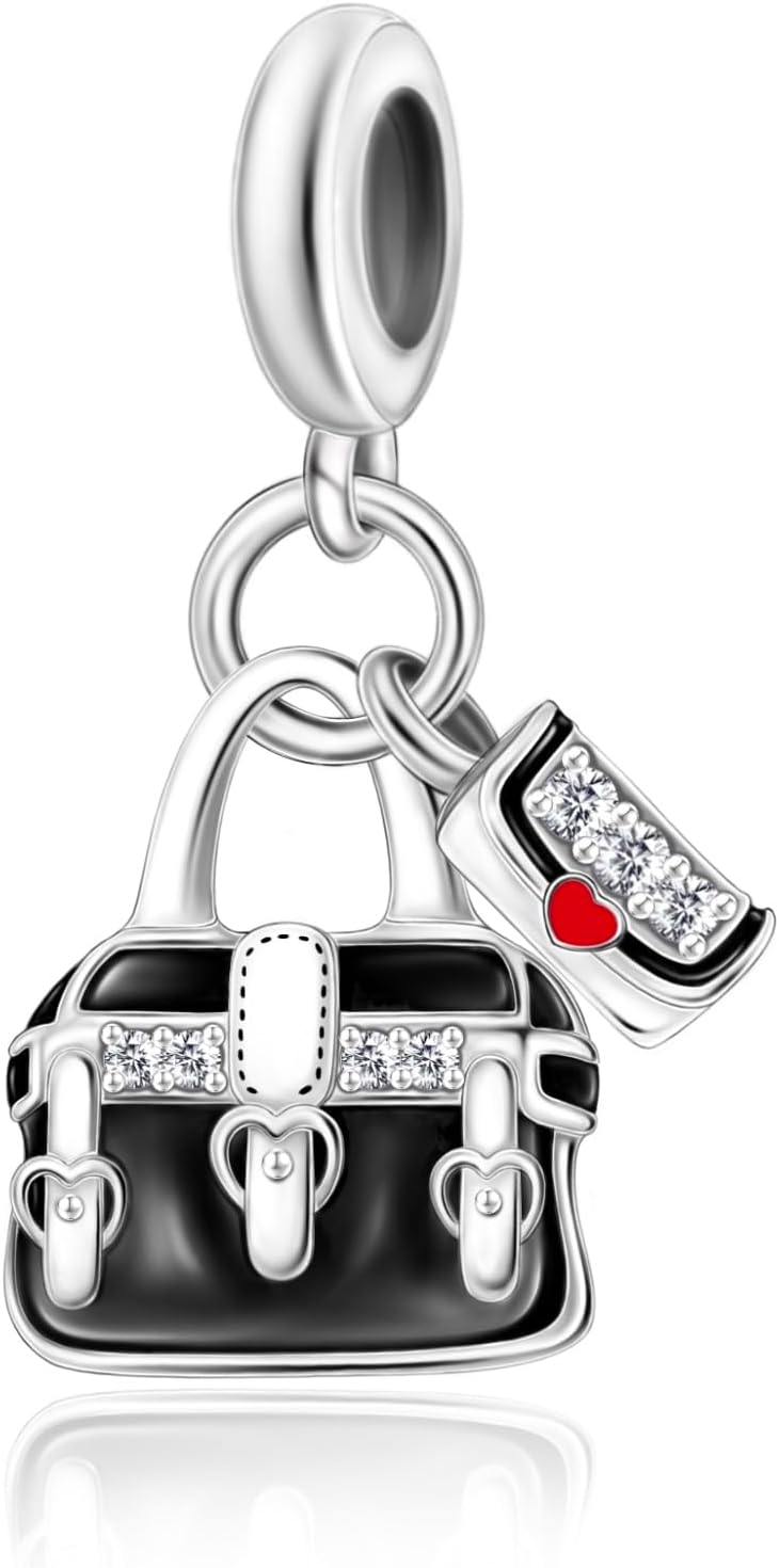 Black Handbag Dangle Charm 925 Sterling Silver Charms Fit Women ...