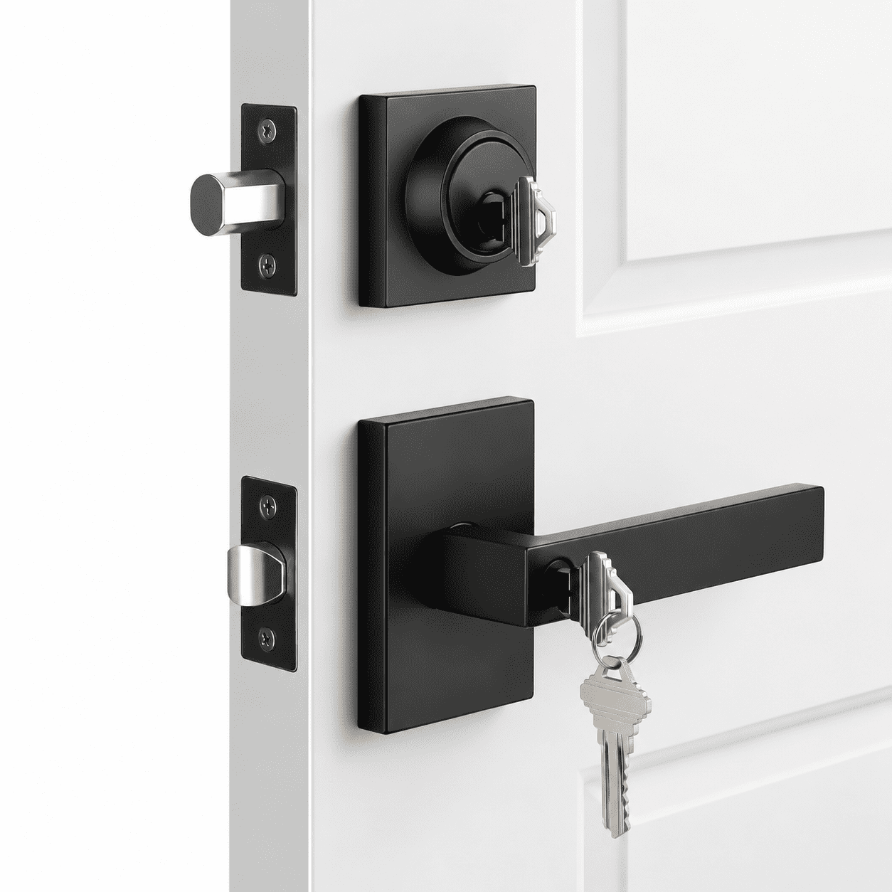Black Handleset 1 Pack Heavy Duty Zinc Alloy Front Door Lock Set with ...