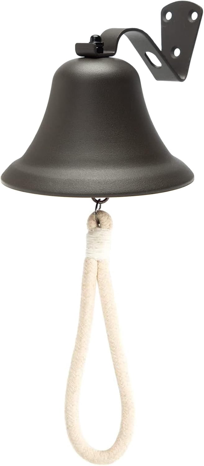 Black Hanging Dinner Bell with Outdoor Mount, Indoor Use, Nautical/Door ...