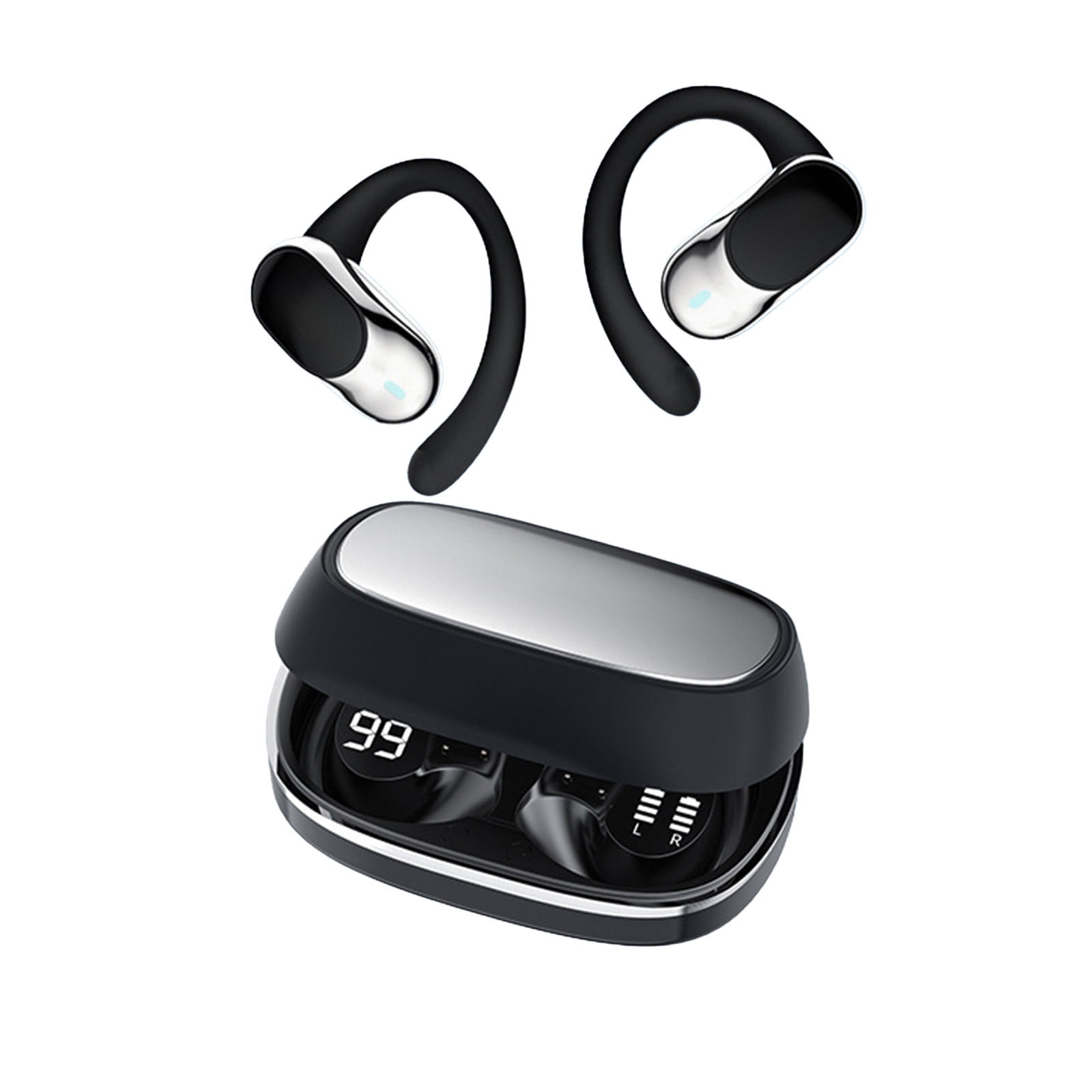 Black Hanging Ear Bluetooth Headphones With Large Battery Low Latency ...