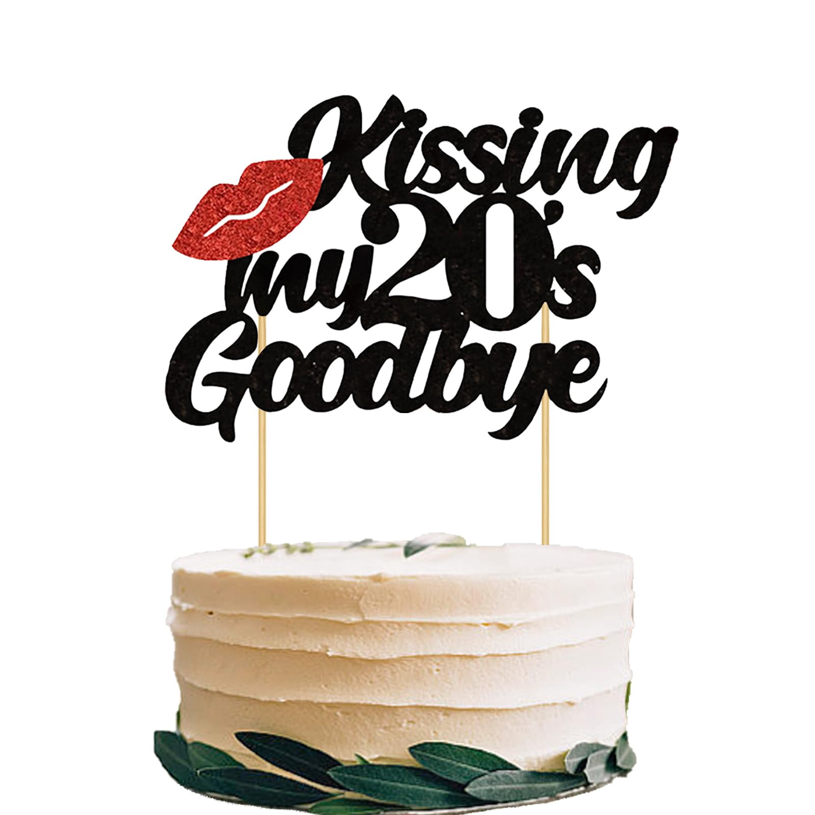 Black Happy Birthday AJH3 Cake Topper Kissing My 20’s Goodbye Birthday ...