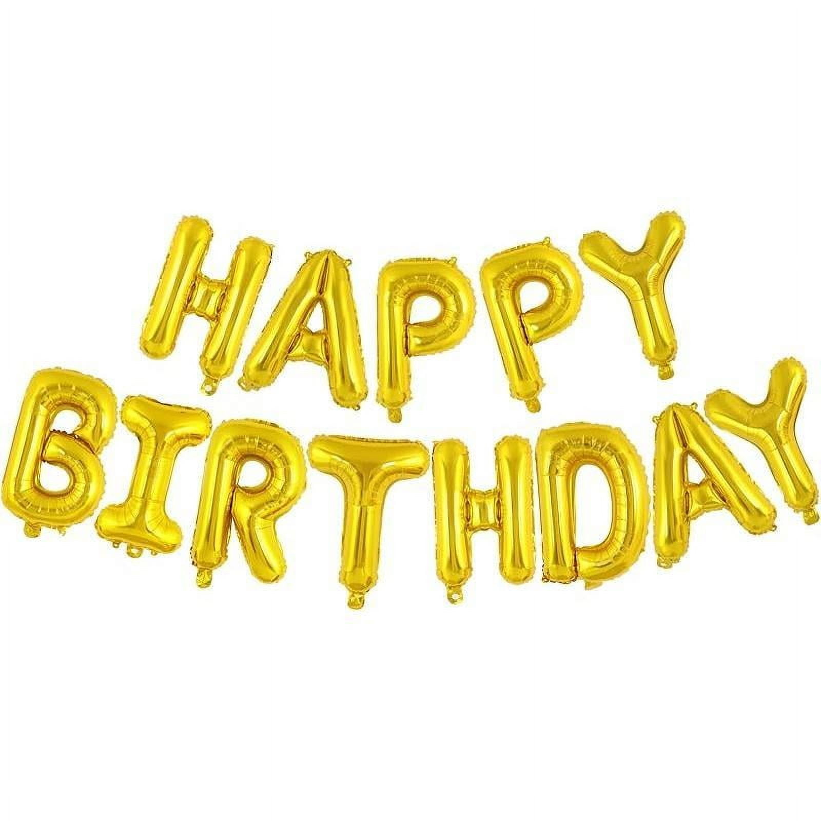 Black Happy Birthday Balloons Banner 16 Inch, Foil Balloon Personalized ...