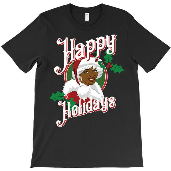 Black Happy Holidays Funny African American St. Nick Mrs. Claus Graphic ...