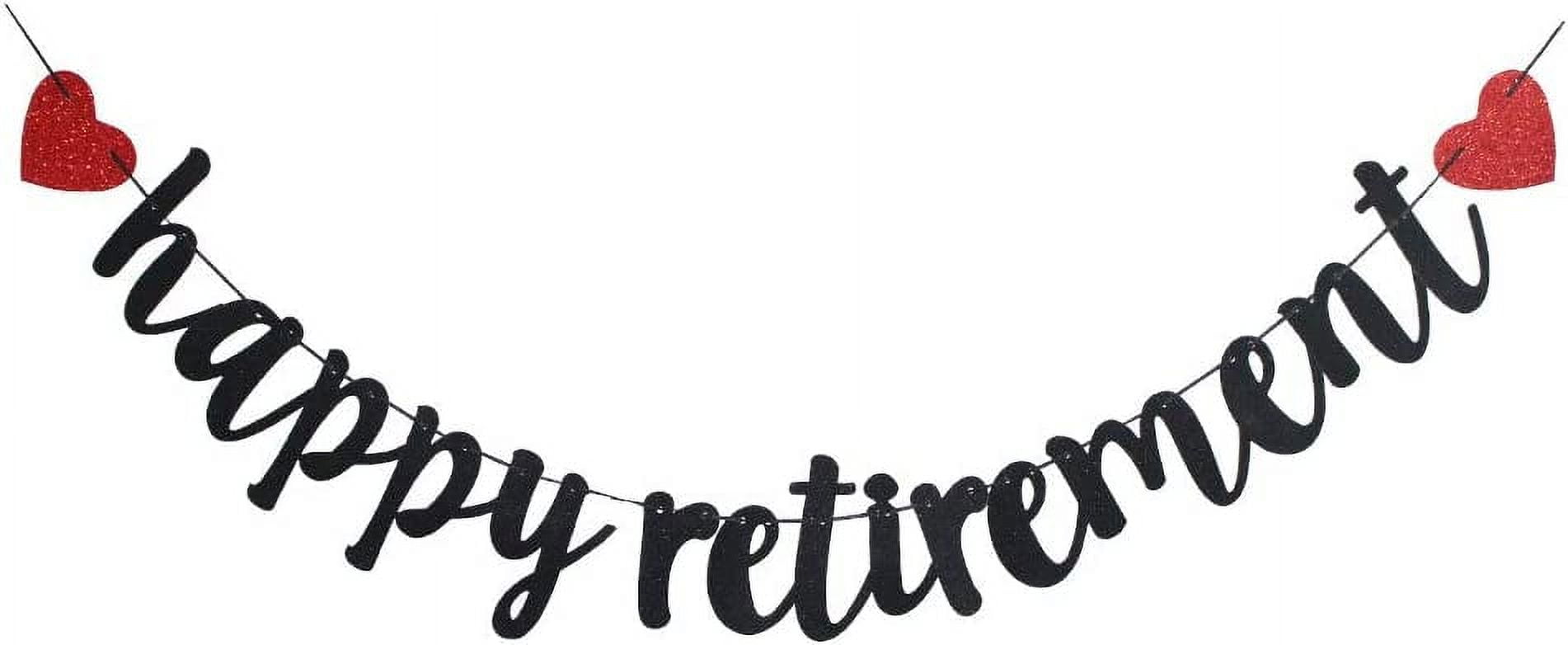 Black Happy Retirement with Two Red Hearts Banner, Vintage Garland for ...