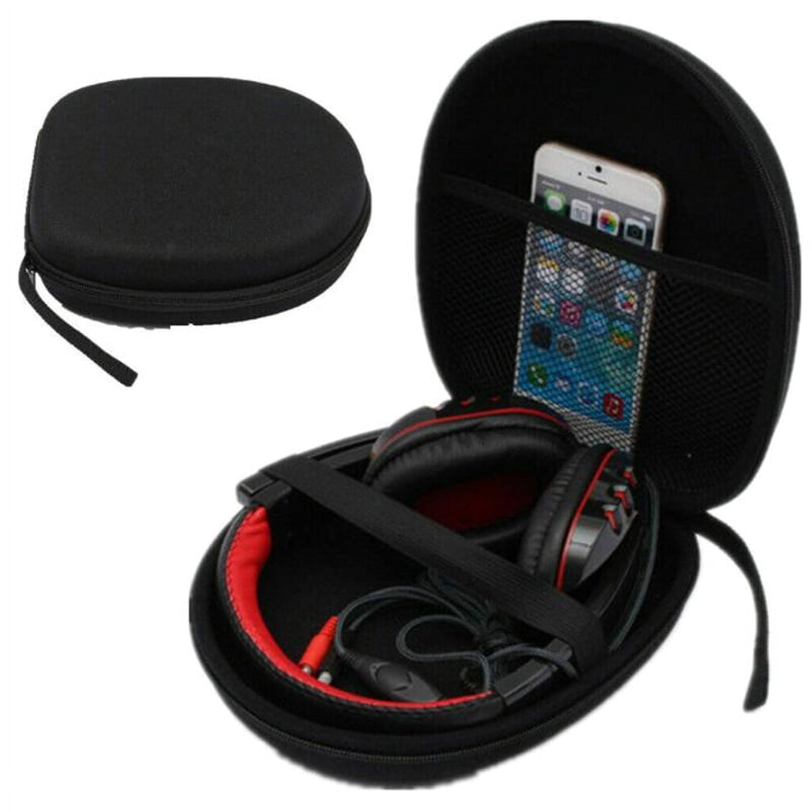 Black Hard Shell Carry Headphone Headset Earphone Case Bag Collector ...