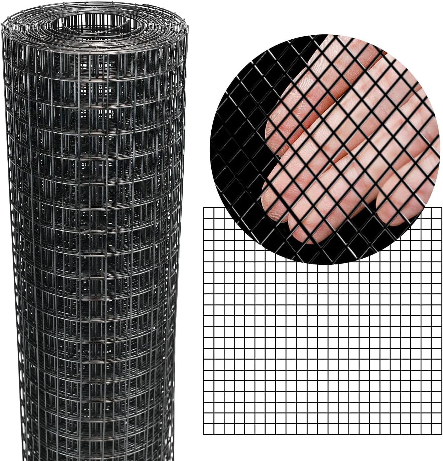 Black Hardware Cloth 8'' x 20' PVC Coated 1/2 inch Galvanized Wire Mesh ...