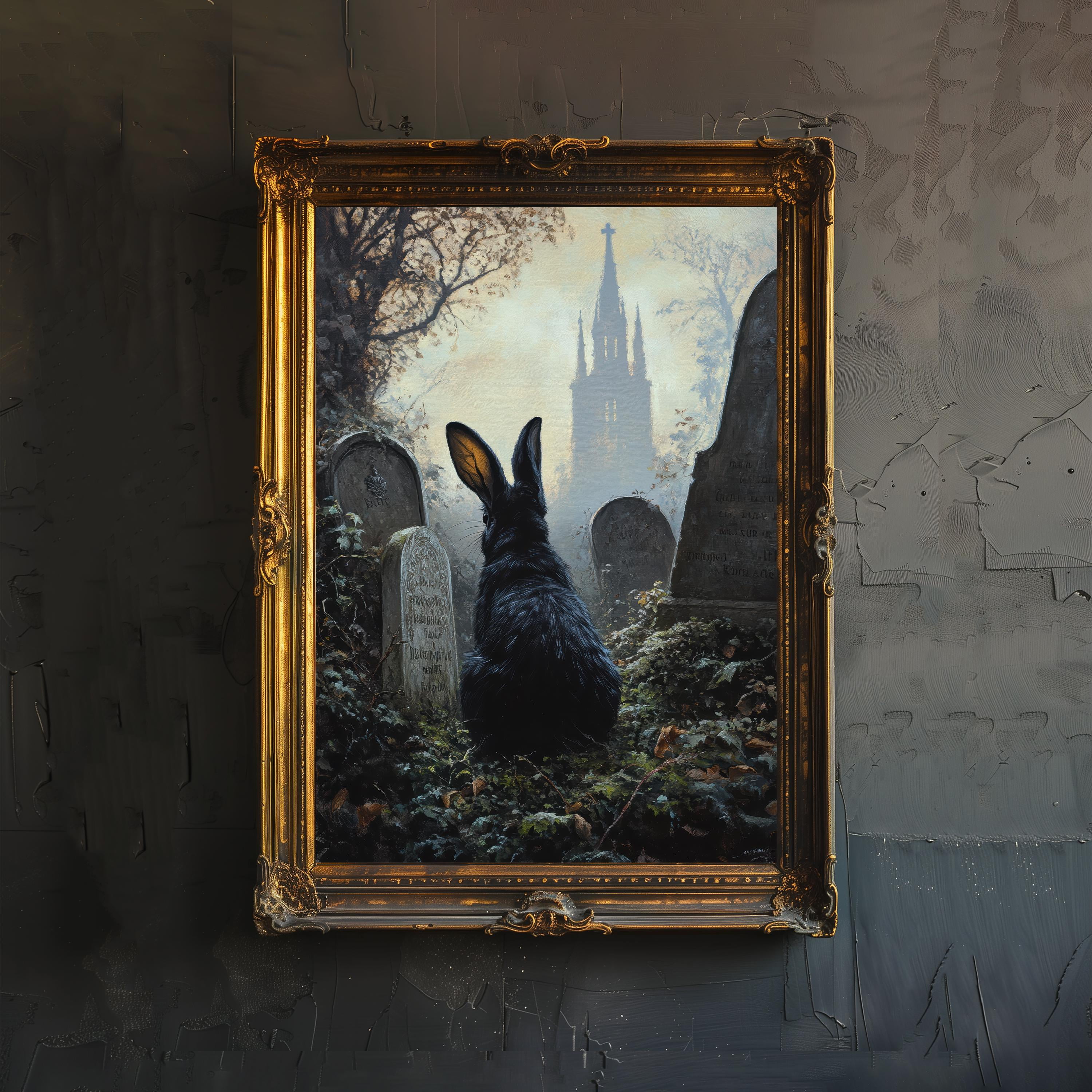 Black Hare Art Print Cottagecore Dark Academia Decor Mystical Woodland ...