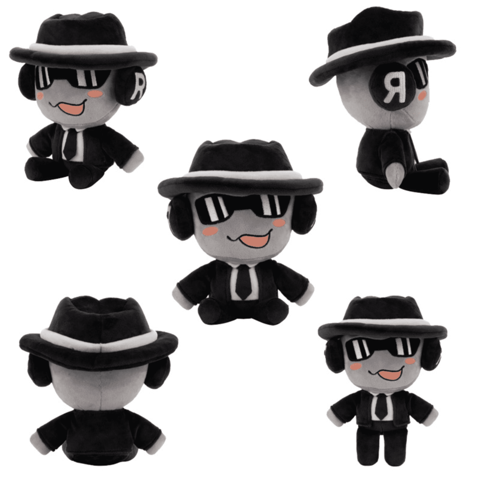 Black Hat Agent Plush Toy Soft Stuffed Figure with Shades, Classic ...