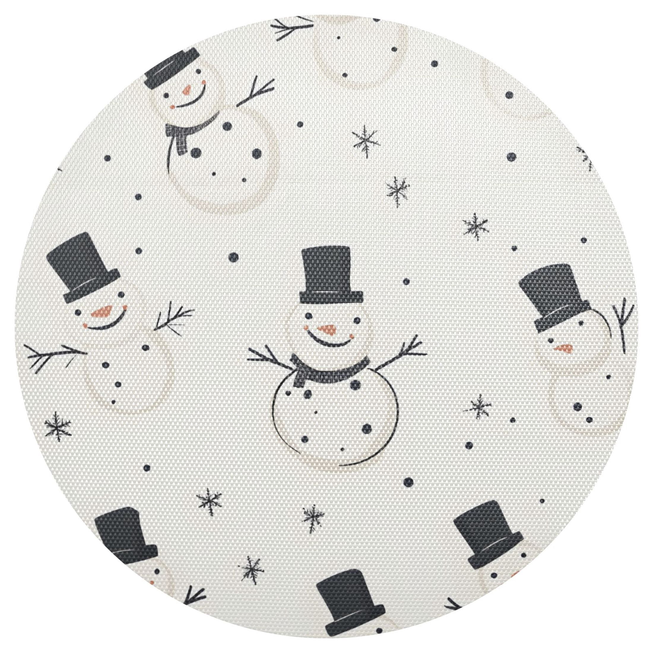 Black Hat Snowman 15.4in Diameter PVC Plate Mat, Heat-Resistant and ...