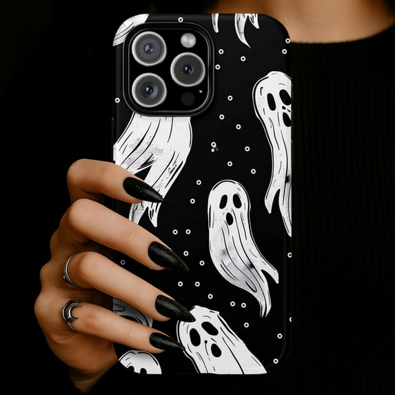 Black Haunted Ghost Goth Aesthetic Phone Case with iPhone 17 to 11 Pro ...