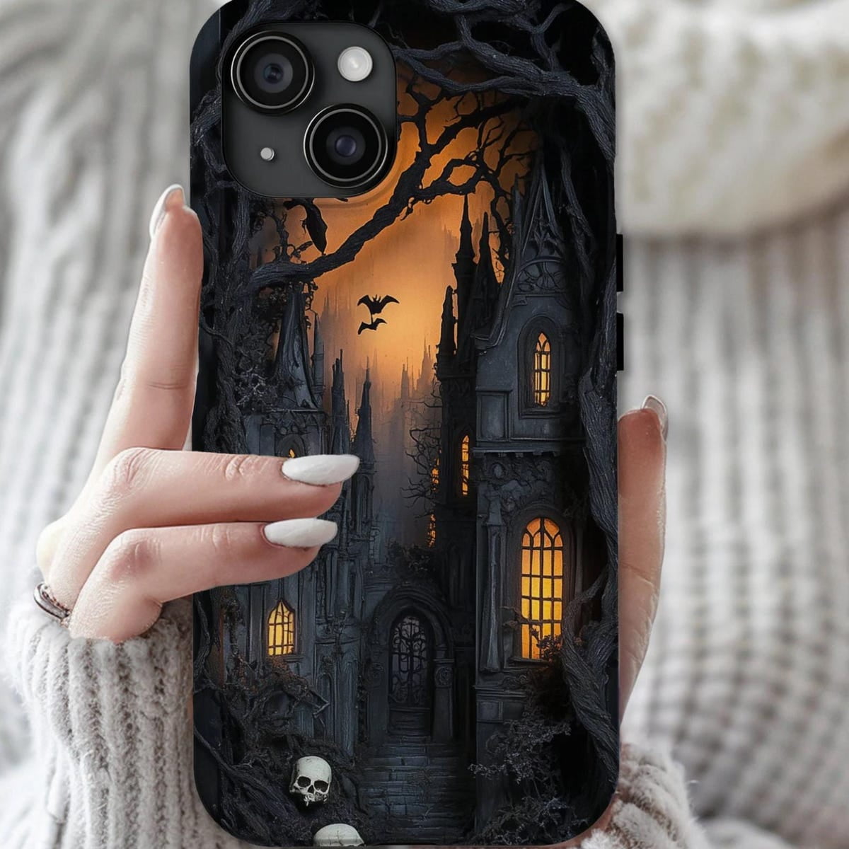 Black Haunted House Gothic Horror Art Case with iPhone 17 to 11 Pro Max ...